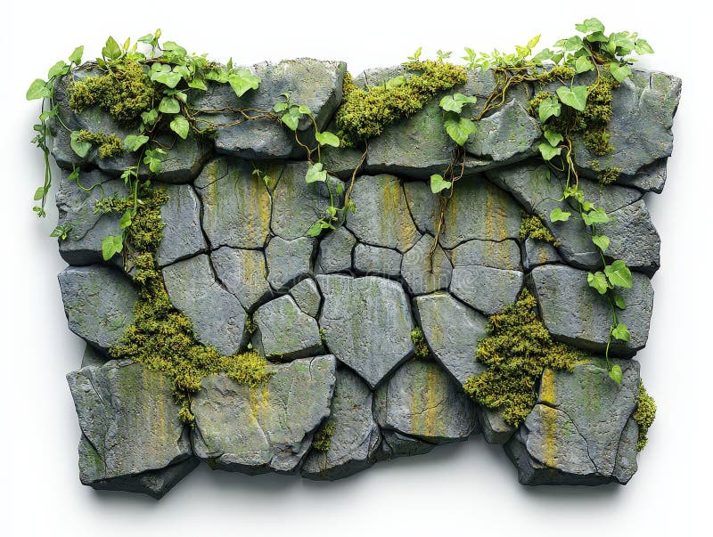 Rock Wall Covered in Green Moss with Various Textures and Natural ...