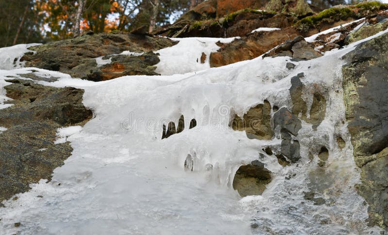 Close-up of a Cliff with Ice Formation in the Nature Stock Photo ...