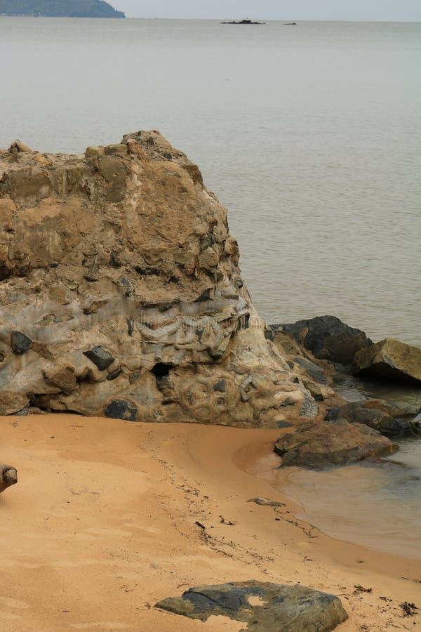 The Rock Wall and the Ocean Behind it Stock Image - Image of rock ...