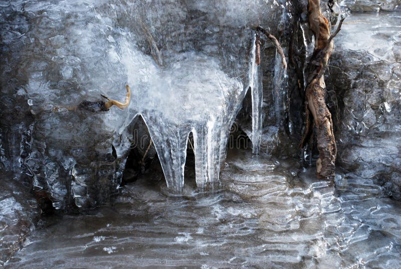 Rock Water Cascade or Frozen Waterfall on Mountain Stream Stock Image ...