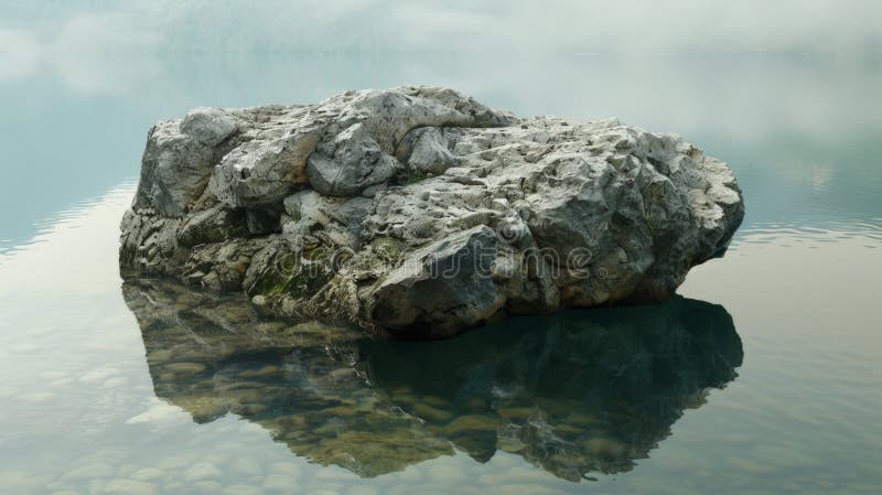 Rock in Water with Central Stone Stock Photo - Image of shore, watery ...