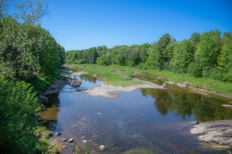 Rock at Water Level in a River Stock Image - Image of forest, travel ...