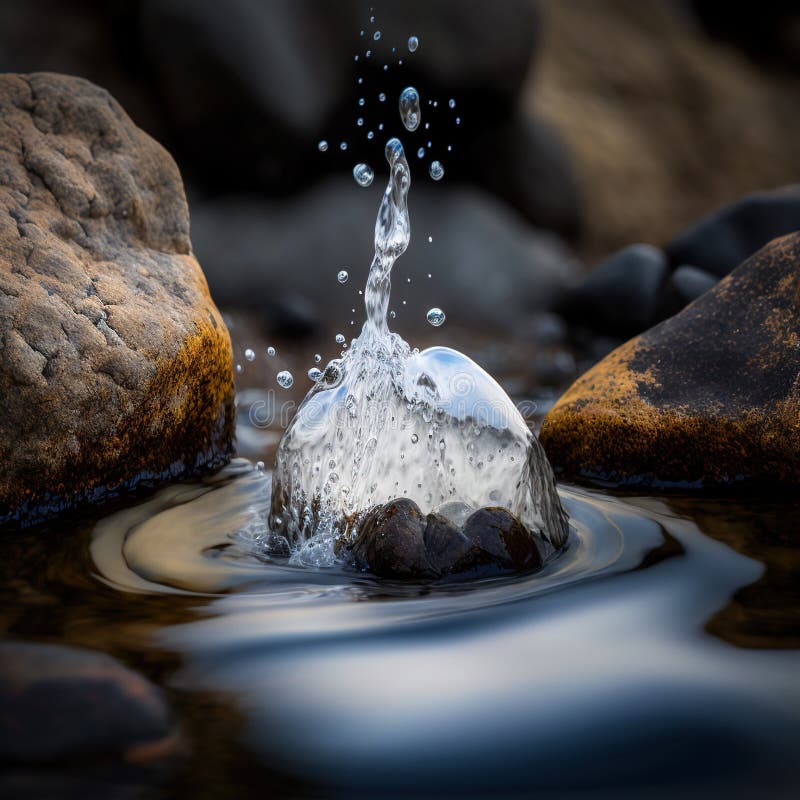 A Rock in the Water with a Splash of Water on it. Stock Illustration ...