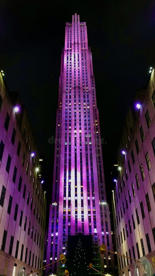 Rockefeller Center Christmas Time Illuminated at Night Editorial ...