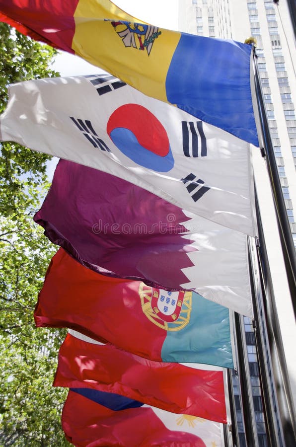 Rockefeller Center Flags stock photo. Image of flag, nations - 77024818