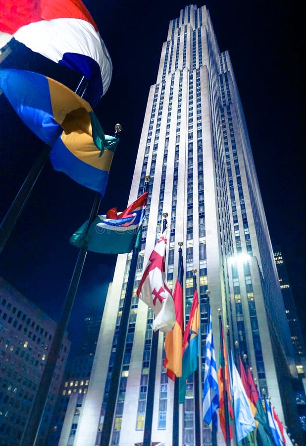 Rockefeller Center at Night Editorial Photo - Image of york, tall ...