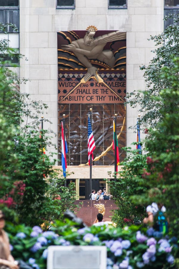 Rockefeller Center Wisdom, Light and Sound Editorial Photo - Image of ...