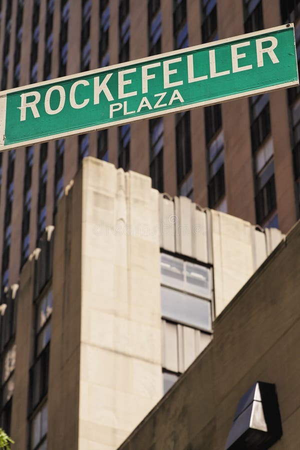 Rockefeller Plaza Street Sign Stock Image - Image of york, stripes ...