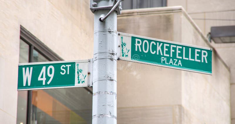 Rockefeller Plaza Street Sign Stock Image - Image of york, stripes ...