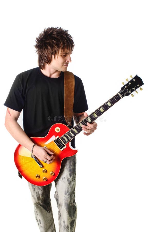 Rocker with Electric Guitar Stock Photo - Image of people, musical ...