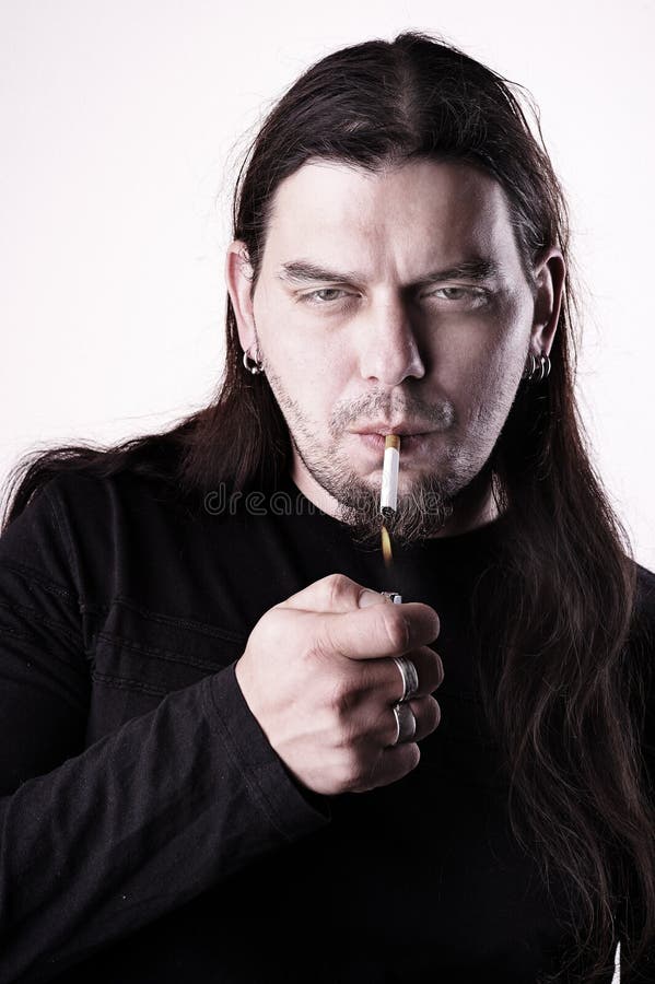 Rocker man with cigarette stock image. Image of addiction - 42161089