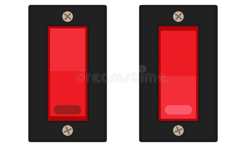 Rocker Switch with Red Button. Vector Illustration, Flat Style Stock ...