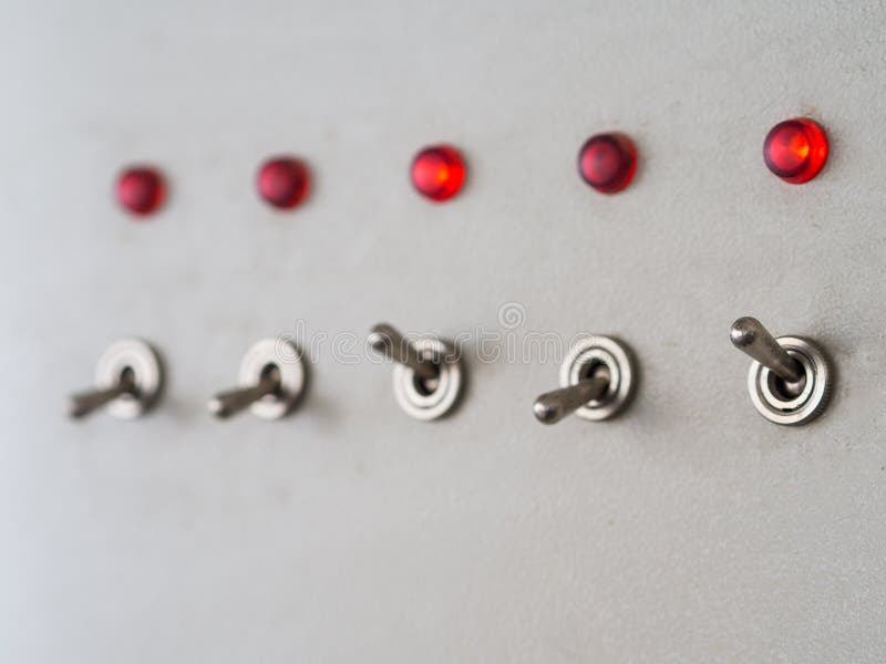 Rocker Switches on Control Panel with Light Indicator Stock Photo ...