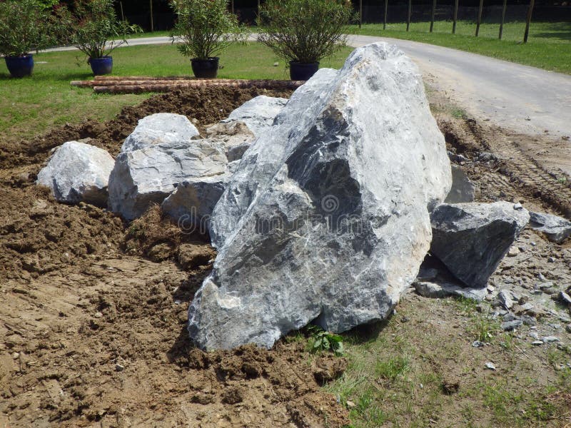 Rockery, Garden with Stones and Rocks Stock Image - Image of stones ...