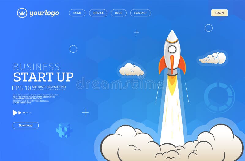 Design Rocket Launch To the Sky, Start Up Business Concept Stock Vector ...