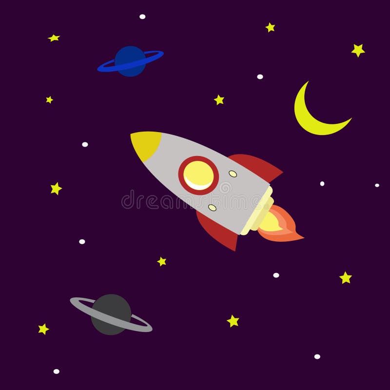 Illustration Vector Graphic of Rocket in the Sky. Good for Children ...