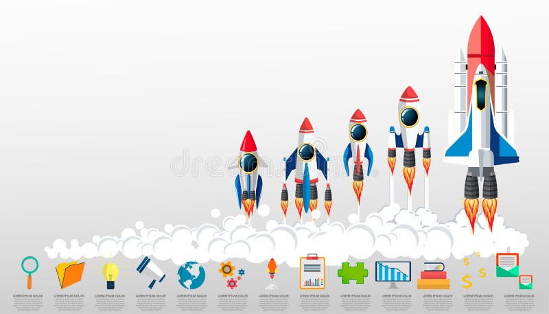 Rocket 5 Model for Success Creative Business Thinking,set Icon,modern ...