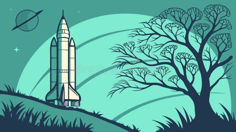 Rocket and Abstract Tree TechNature Harmony Vector Art, Vector Design ...