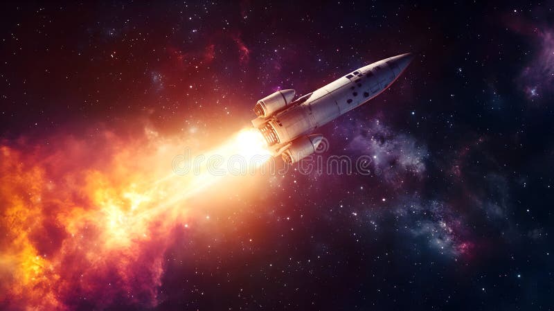 Rocket Accelerating through the Depths of Space Stock Photo - Image of ...