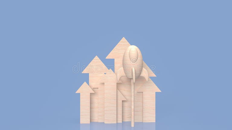 The Rocket and Arrow Up for Business Concept 3d Rendering Stock ...