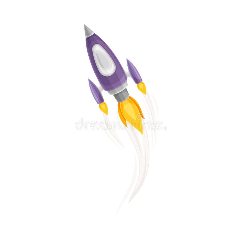 Rocket As Spacecraft with Engine Exhaust Flying in Space Vector ...