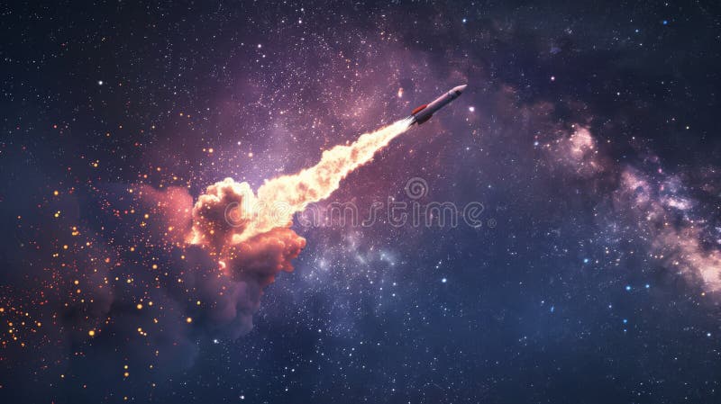 A Rocket Ascending into Space.AI Generated Image Stock Image - Image of ...