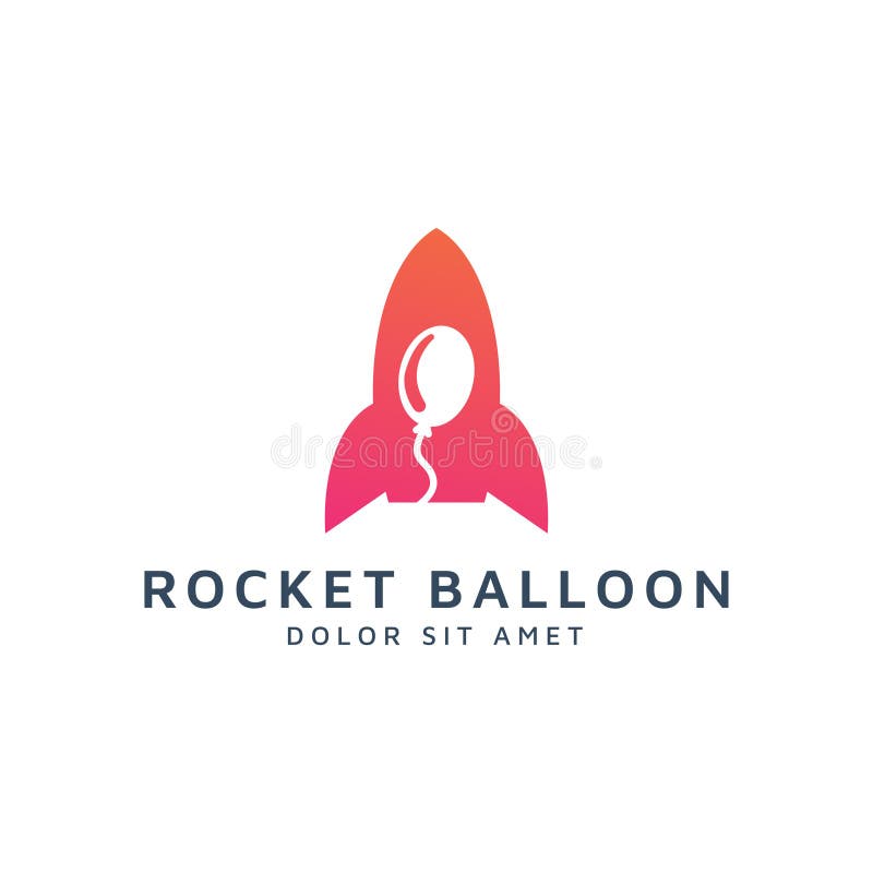 Rocket and Balloon Negative Space Logo Design Stock Vector ...