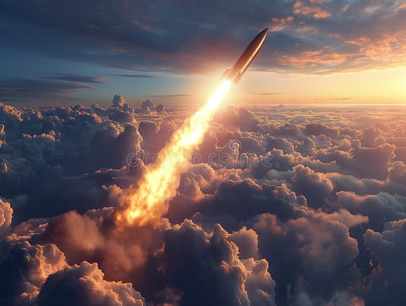 Rocket is Being Launched into Space, Supersonic Missiles Fired from the ...