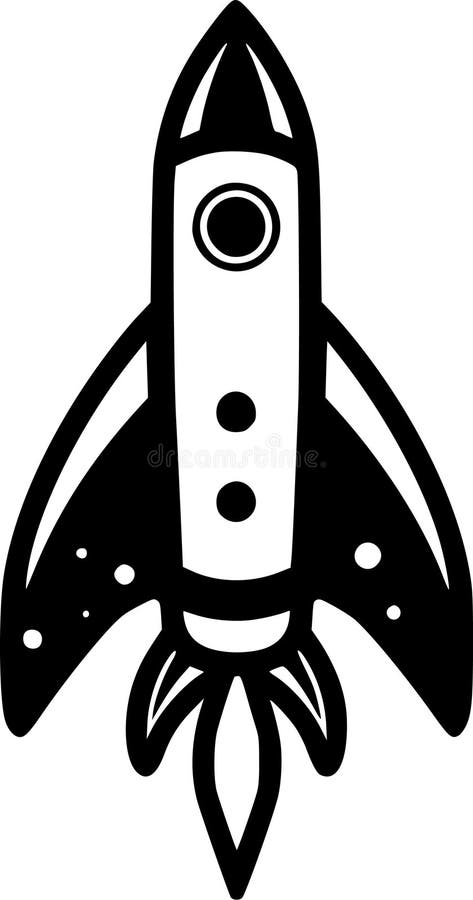 Rocket - Black and White Isolated Icon - Vector Illustration Stock ...
