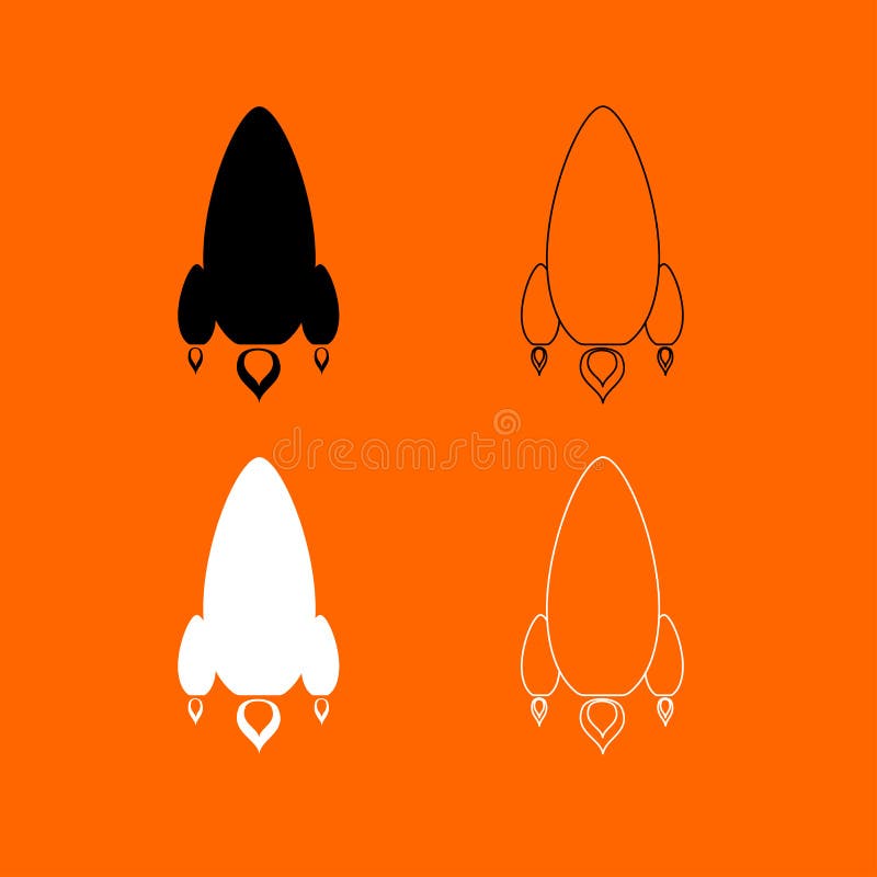 Rocket with Flame in Flying Spaceship Launching Space Exploration War ...