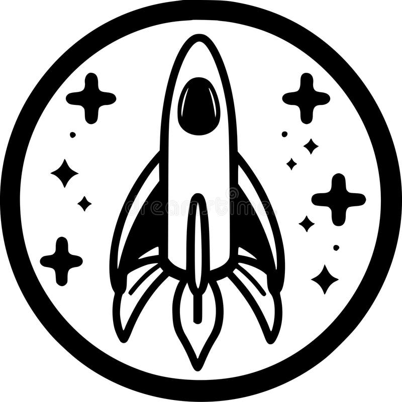 Rocket - Black and White Vector Illustration Stock Vector ...