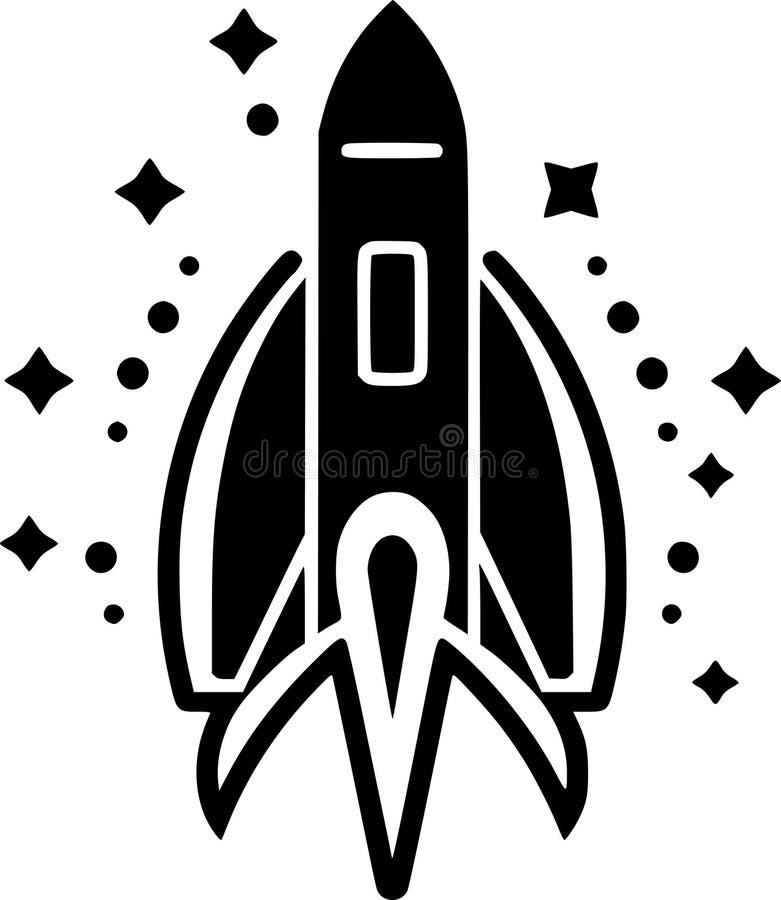 Rocket - Black and White Vector Illustration Stock Vector ...