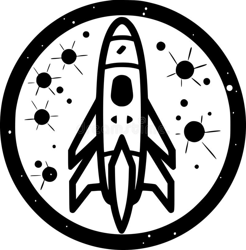 Rocket - Black and White Vector Illustration Stock Vector ...