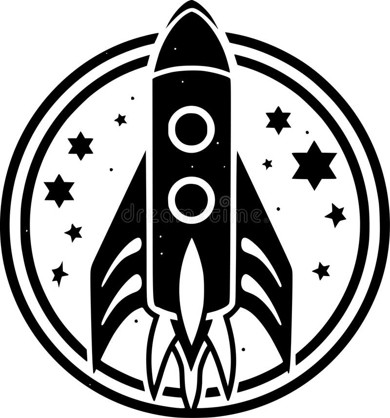 Rocket - Black and White Vector Illustration Stock Vector ...