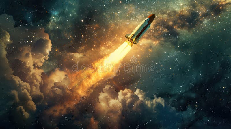 Rocket Blast: Futuristic AI Generated Illustration of Spacecraft ...