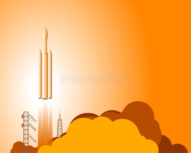 Rocket Blast Off, with Stars and Clouds in the Background Stock ...