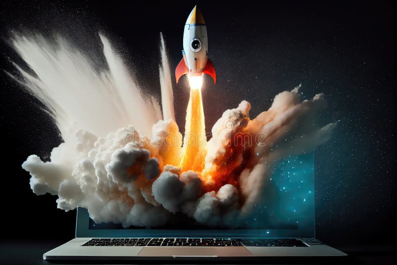 A Rocket Blasting Off, with Its Engines Firing, from the Screen of a ...