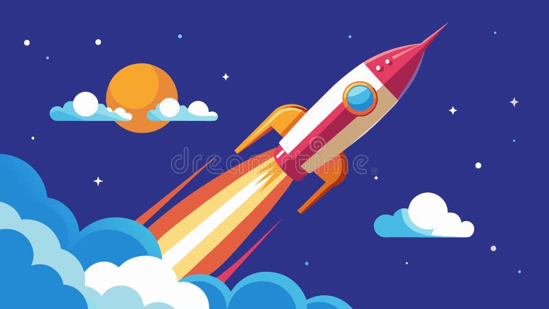 A Rocket Blasting Off into the Stratosphere Representing the Speed and ...