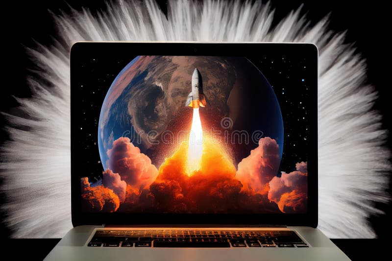 Rocket Blasting into Space, with the Earth in the Background, Coming ...