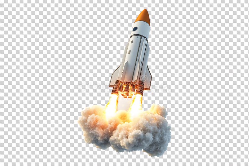 A Rocket Blasts Off Isolated on White and Transparent Background PNG ...