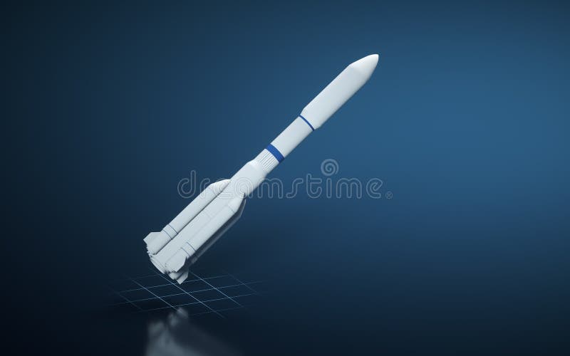 Rocket with Blue Background, 3d Rendering Stock Illustration ...