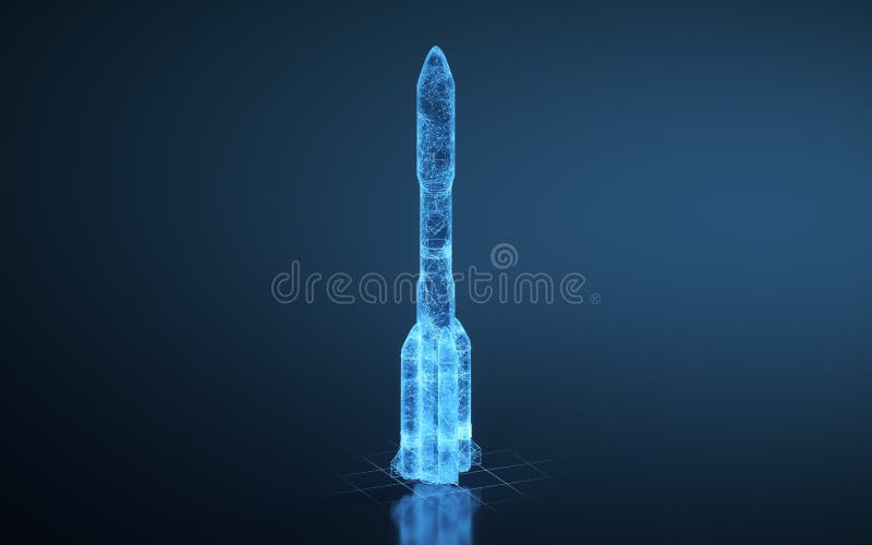 Rocket with Blue Background, 3d Rendering Stock Illustration ...