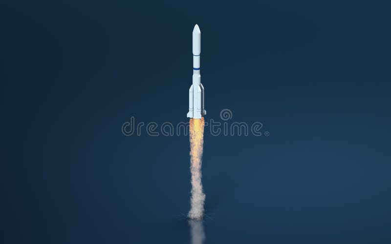 Rocket with Blue Background, 3d Rendering Stock Illustration ...