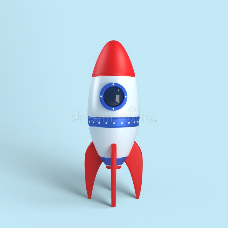 Rocket on Blue Background, 3D Rendering Illustration Stock Illustration ...