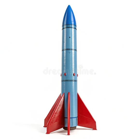 Rocket with Blue Nose and Red Tip Stock Illustration - Illustration of ...