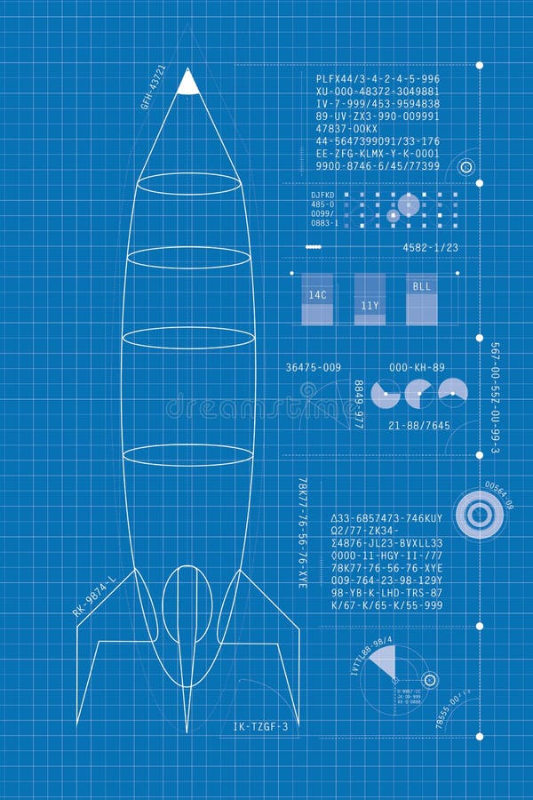 Rocket Blueprint (vertical) Stock Illustration - Illustration of ...