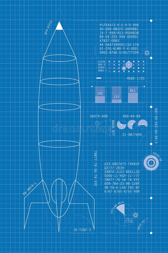 Rocket Blueprint (vertical) Stock Illustration - Illustration of ...