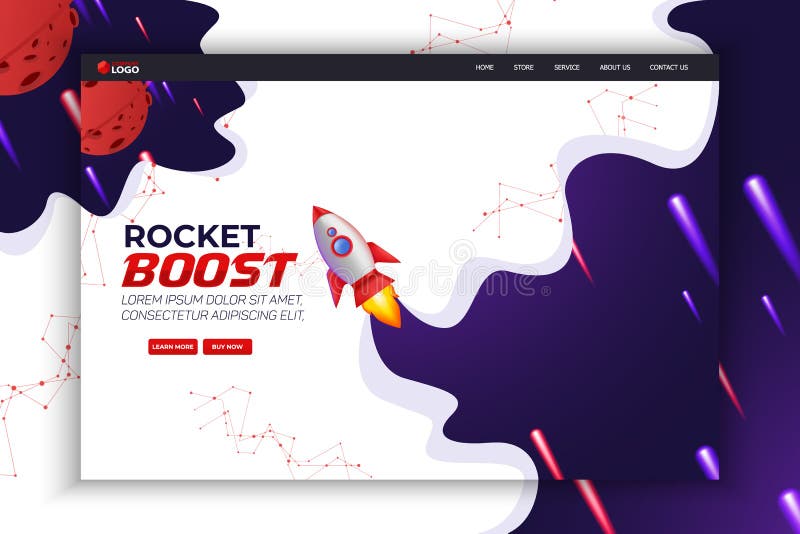 Rocket Boost Website Landing Page Vector Template Design Stock Vector ...
