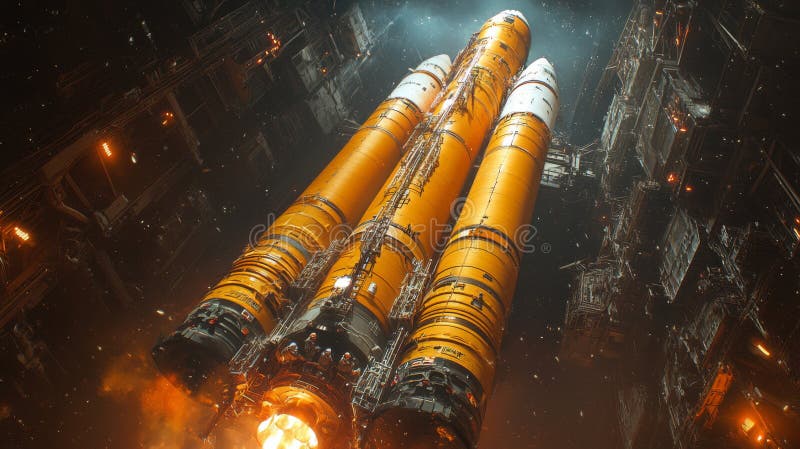 Rocket Booster Prepares for Launch in a High Tech Facility Showcasing ...