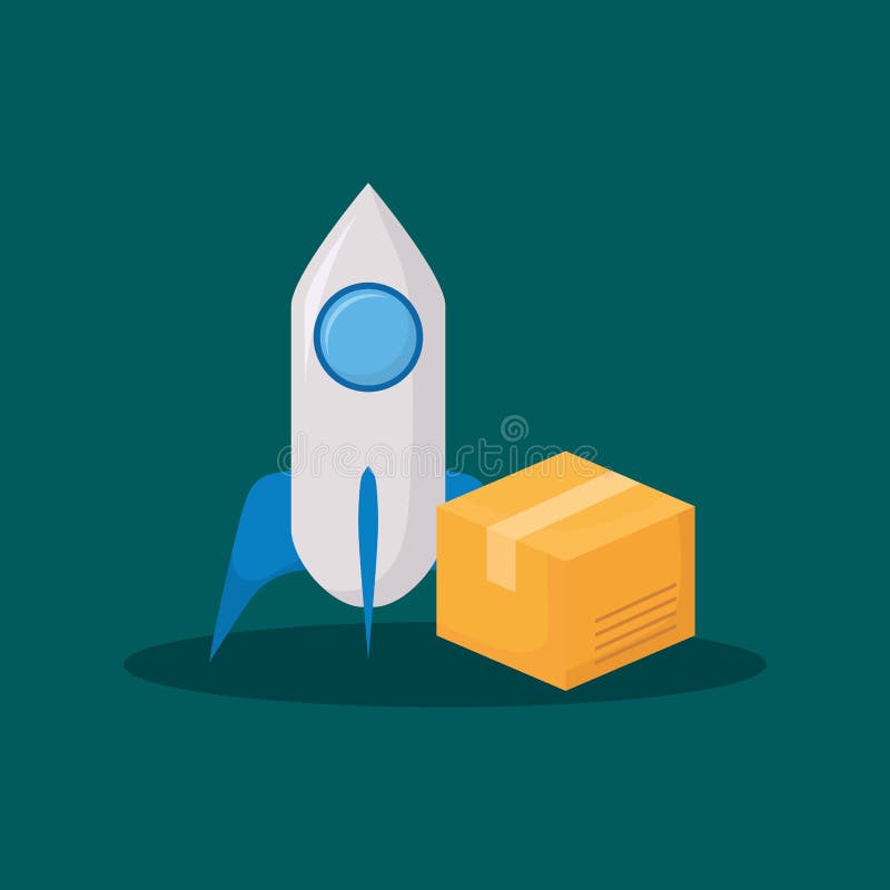 Rocket and box icon stock vector. Illustration of transportation ...